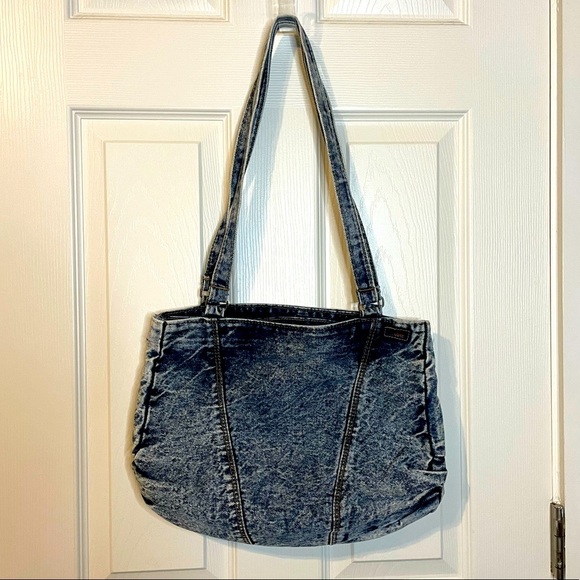 Vintage | Bags | Vtg Shane Acid Washed Denim Zipper Shoulder Bag | Poshmark